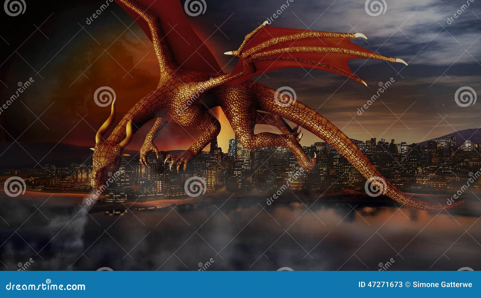 Dragon Attack stock illustration. Illustration of night - 47271673