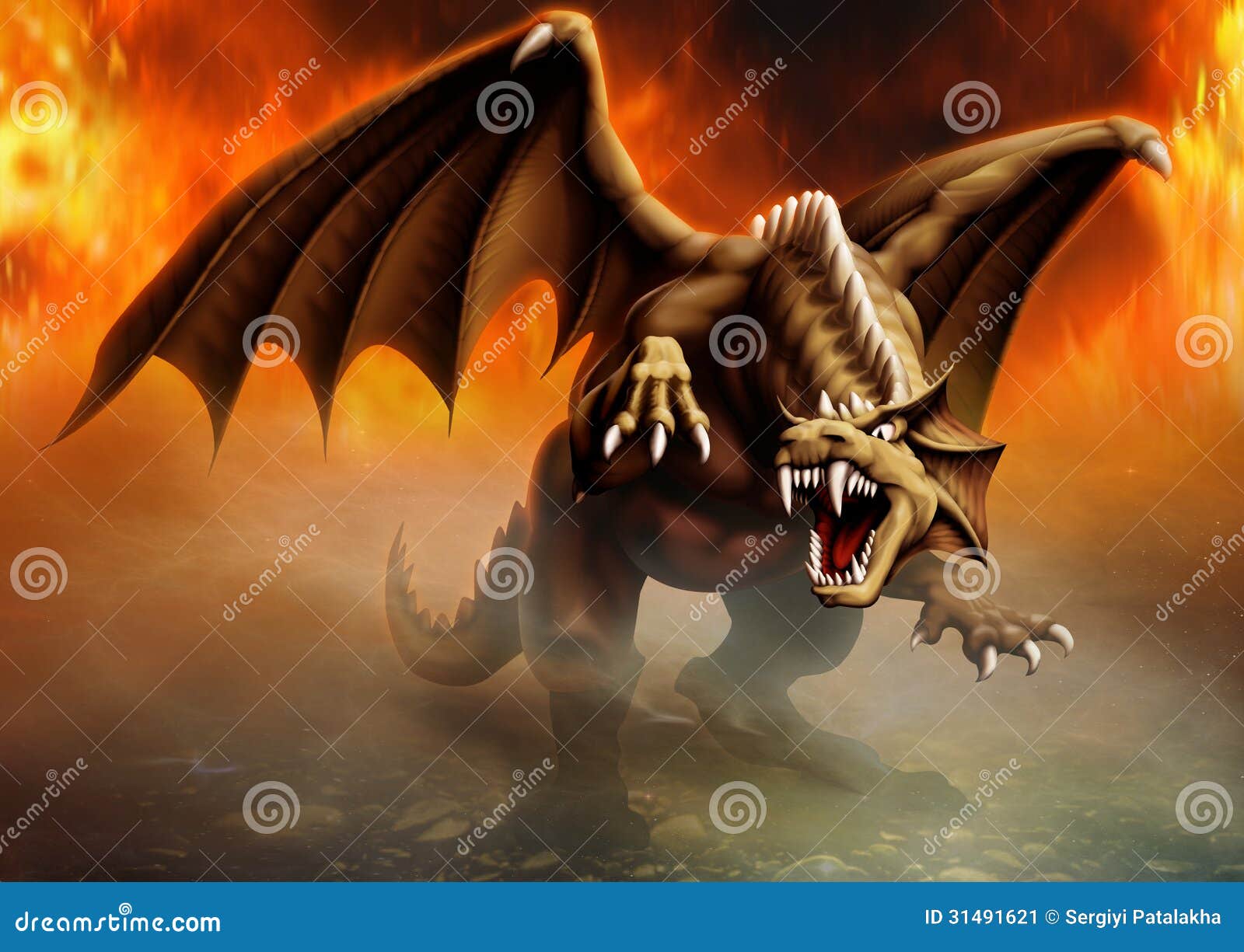 Dragon attack stock illustration. Illustration of wings - 31491621