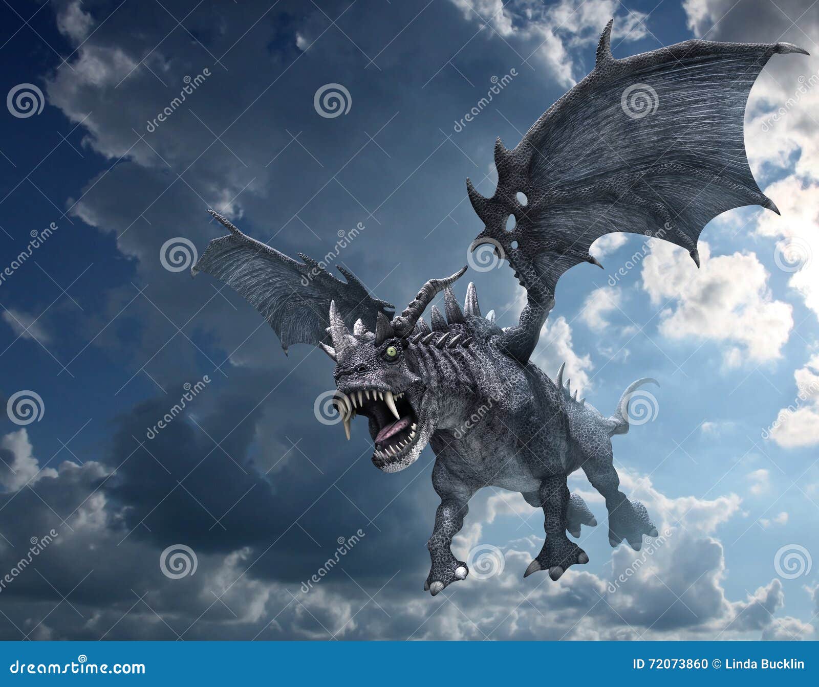 Dragon Attacking from the Sky Stock Illustration - Illustration of ...