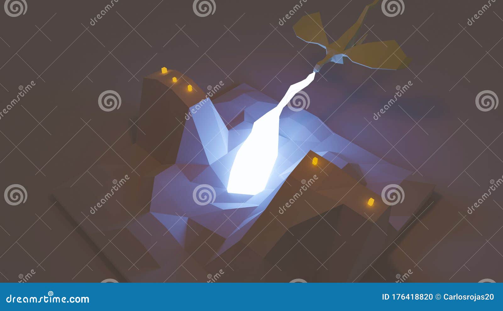 Dragon Attacking a Wall at the Night. 3d Illustration Stock ...