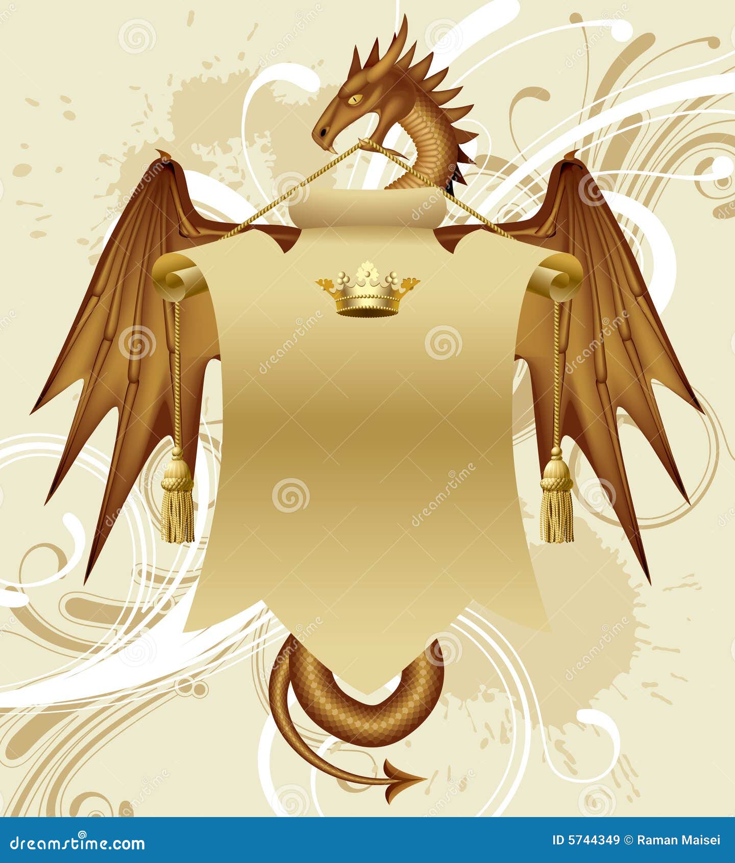 Dragon avec un drapeau illustration de vecteur. Illustration du magie ...