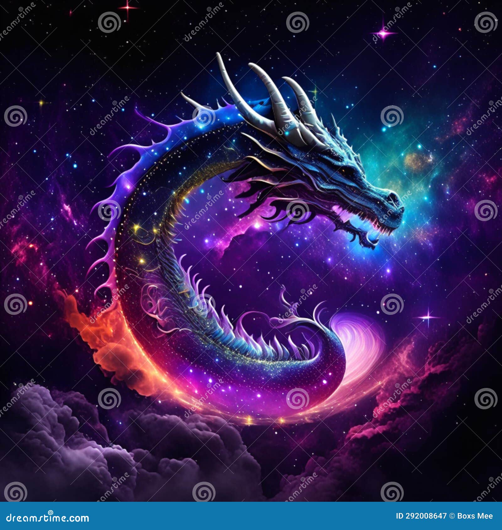 Dragon on the Background of a Starry Sky. Vector Illustration Stock ...