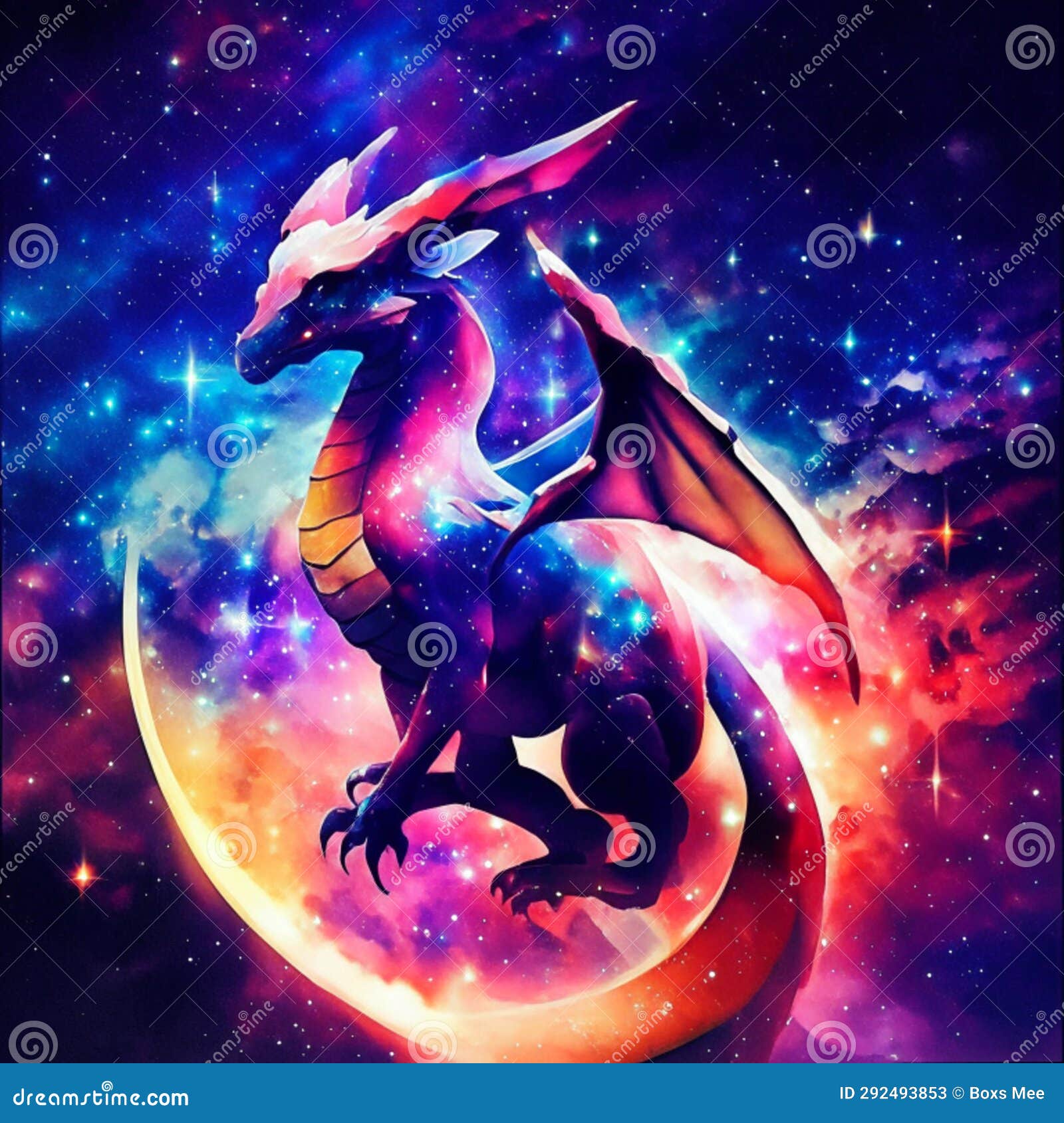 Dragon on the Background of a Starry Sky. Vector Illustration Stock ...