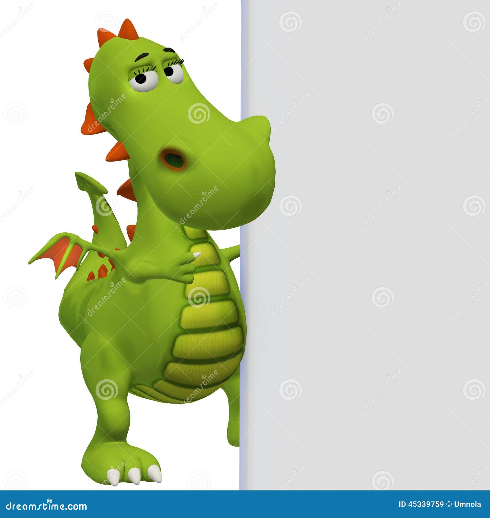 Dragon with a blank board stock illustration. Illustration of funny ...