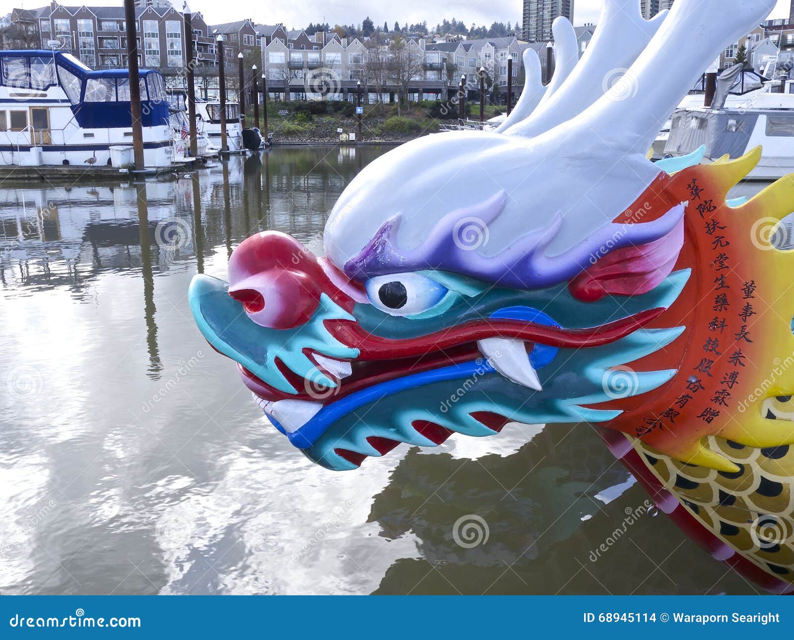 Dragon boat head stock photo. Image of portland, america - 68945114