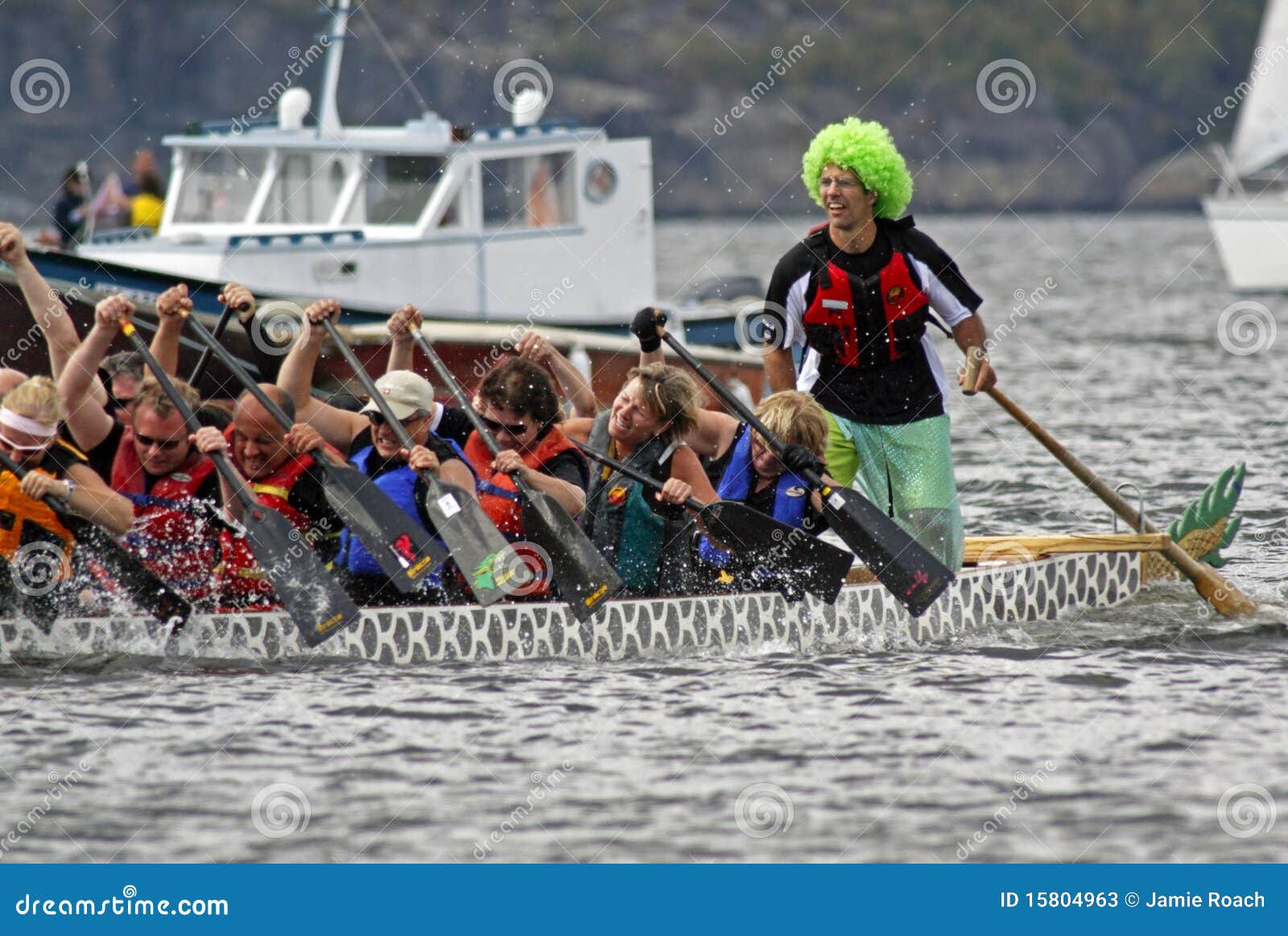 Dragon Boat Sweep Steers Green Wig Editorial Stock Photo - Image of ...