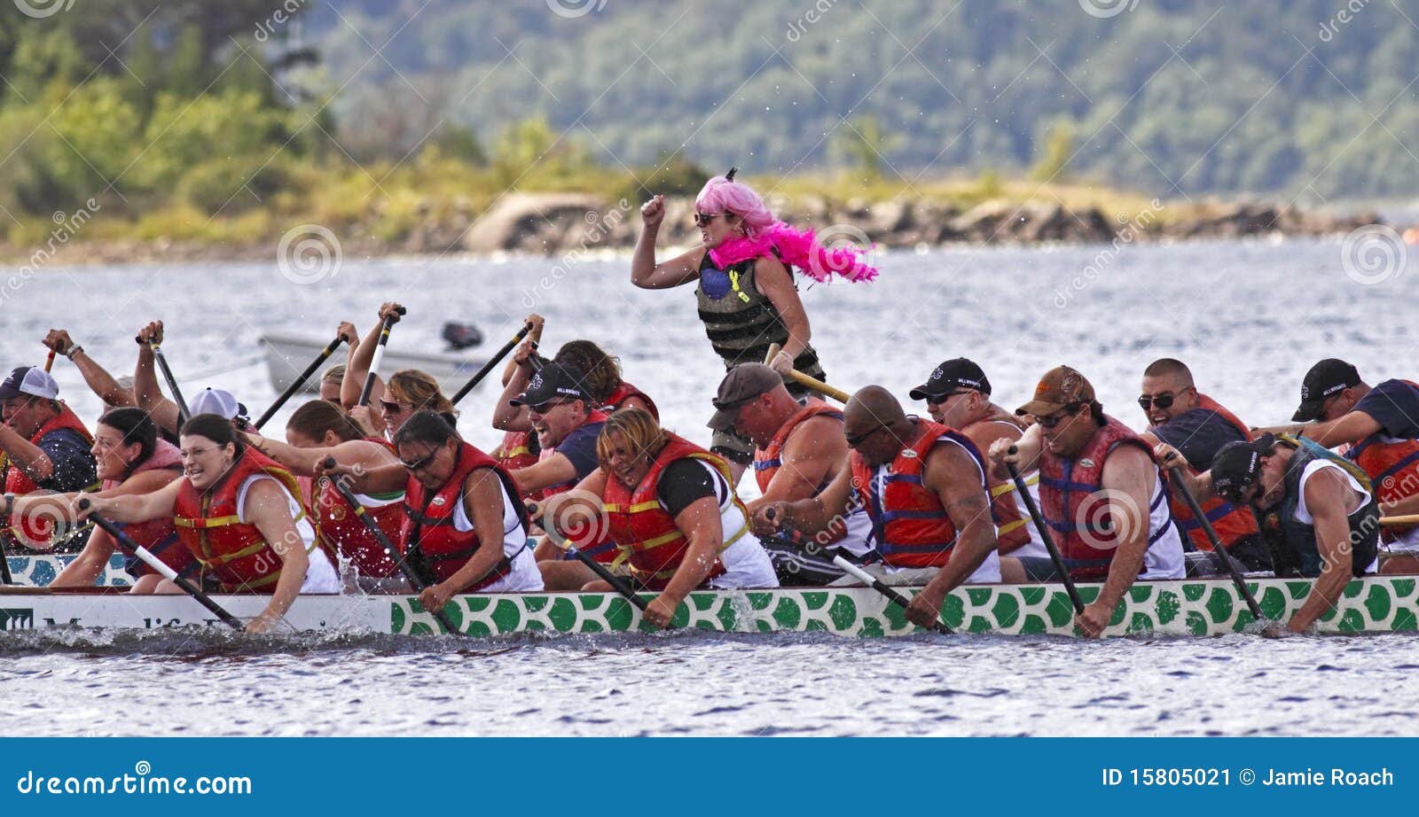 Dragon Boat Two Teams Pink Sweep Editorial Photo - Image of john ...