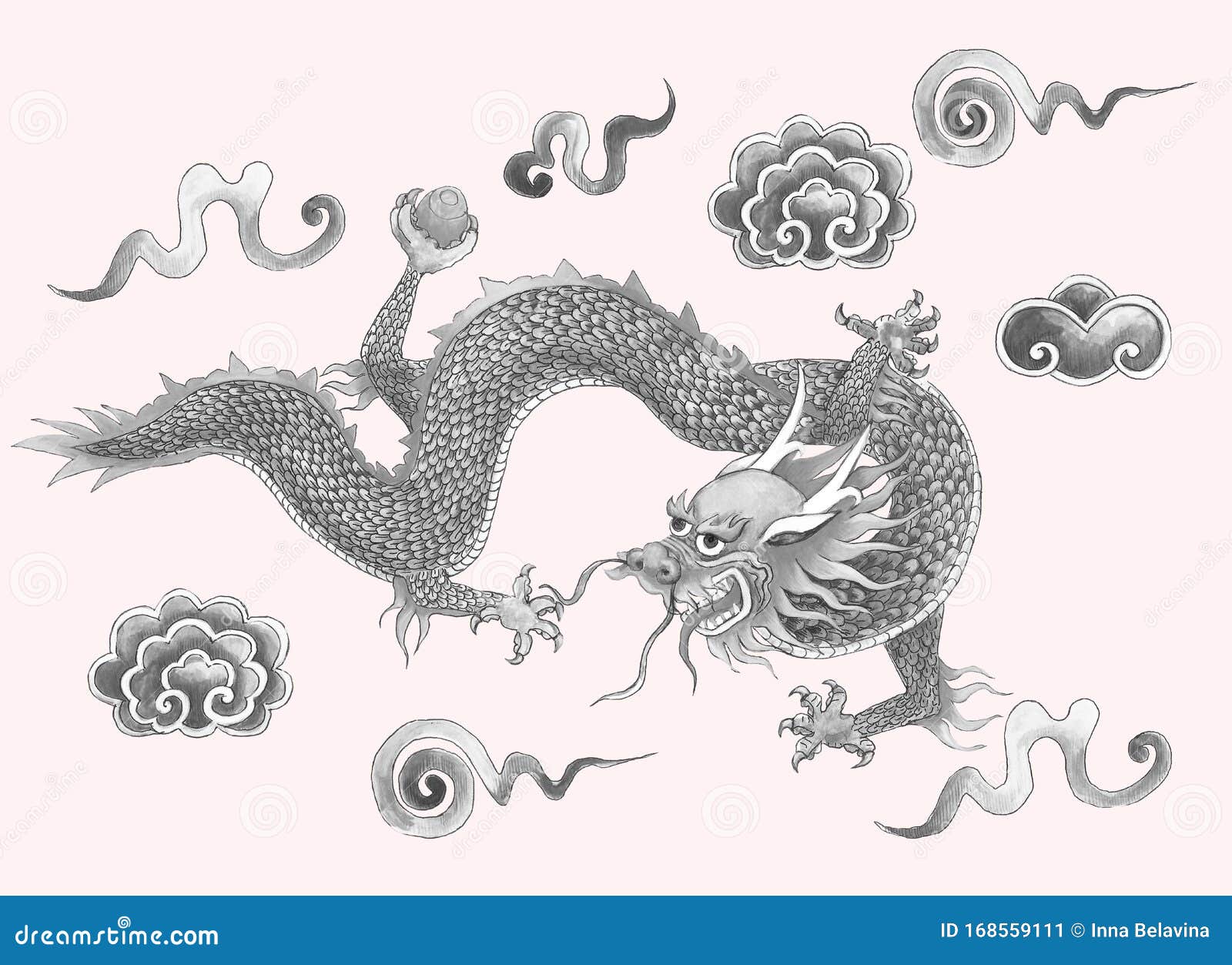 Dragon Bright Illustration Chinese Dragon of Power and Wisdom. Stock ...