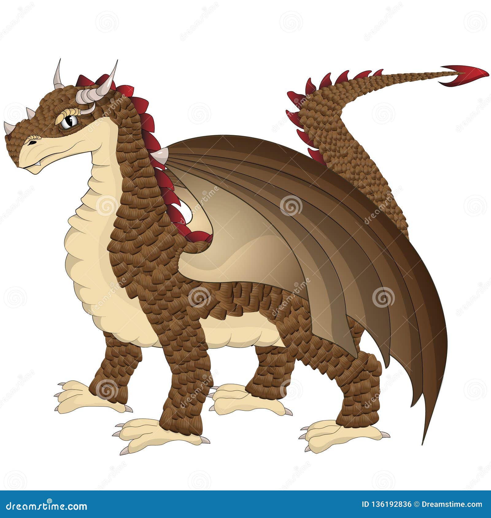 Dragon Brown with Scales Like Stone Stock Illustration - Illustration ...
