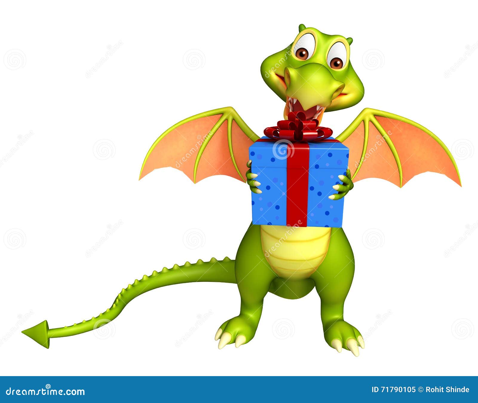 Dragon Cartoon Character with Gift Box Stock Illustration ...