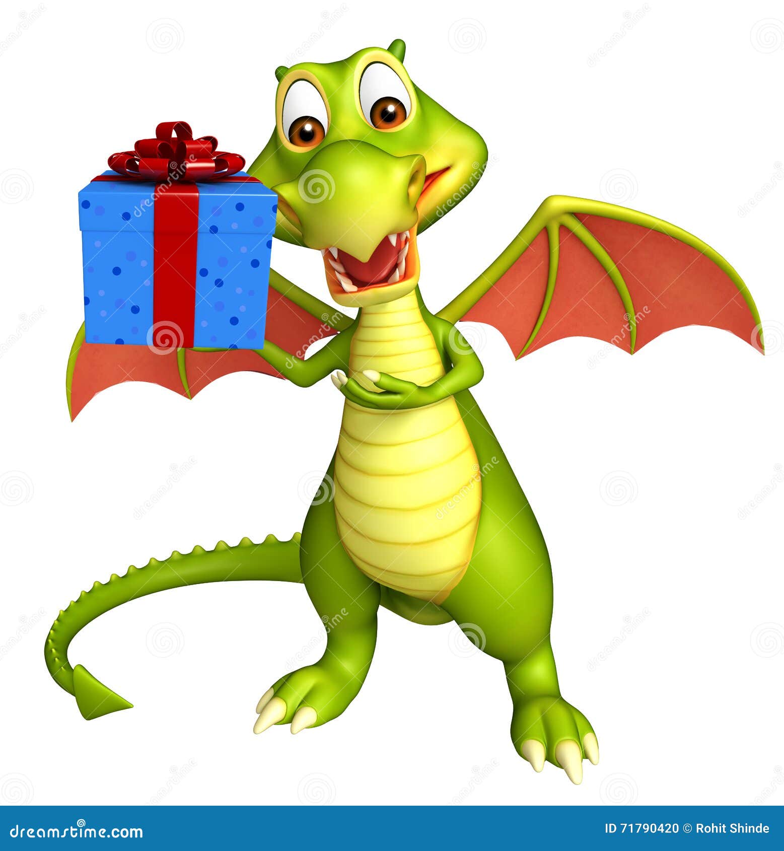 Dragon Cartoon Character with Gift Box Stock Illustration ...