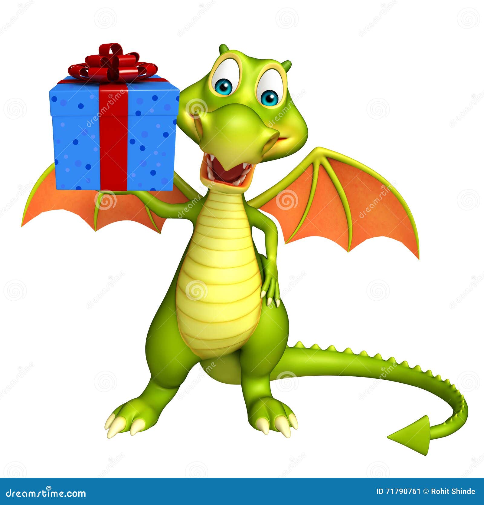 Dragon Cartoon Character with Gift Box Stock Illustration ...