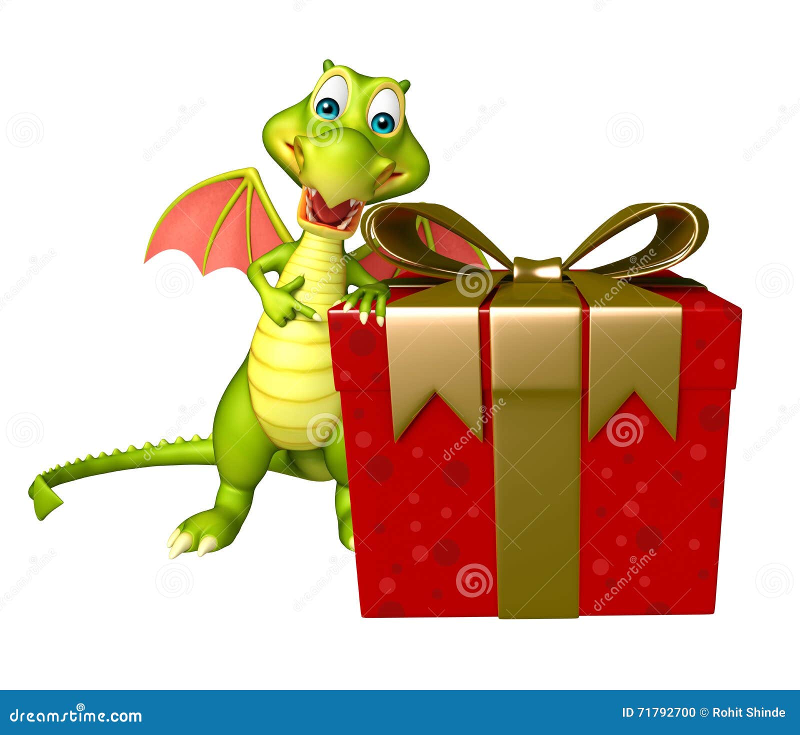 Dragon Cartoon Character with Gift Box Stock Illustration ...