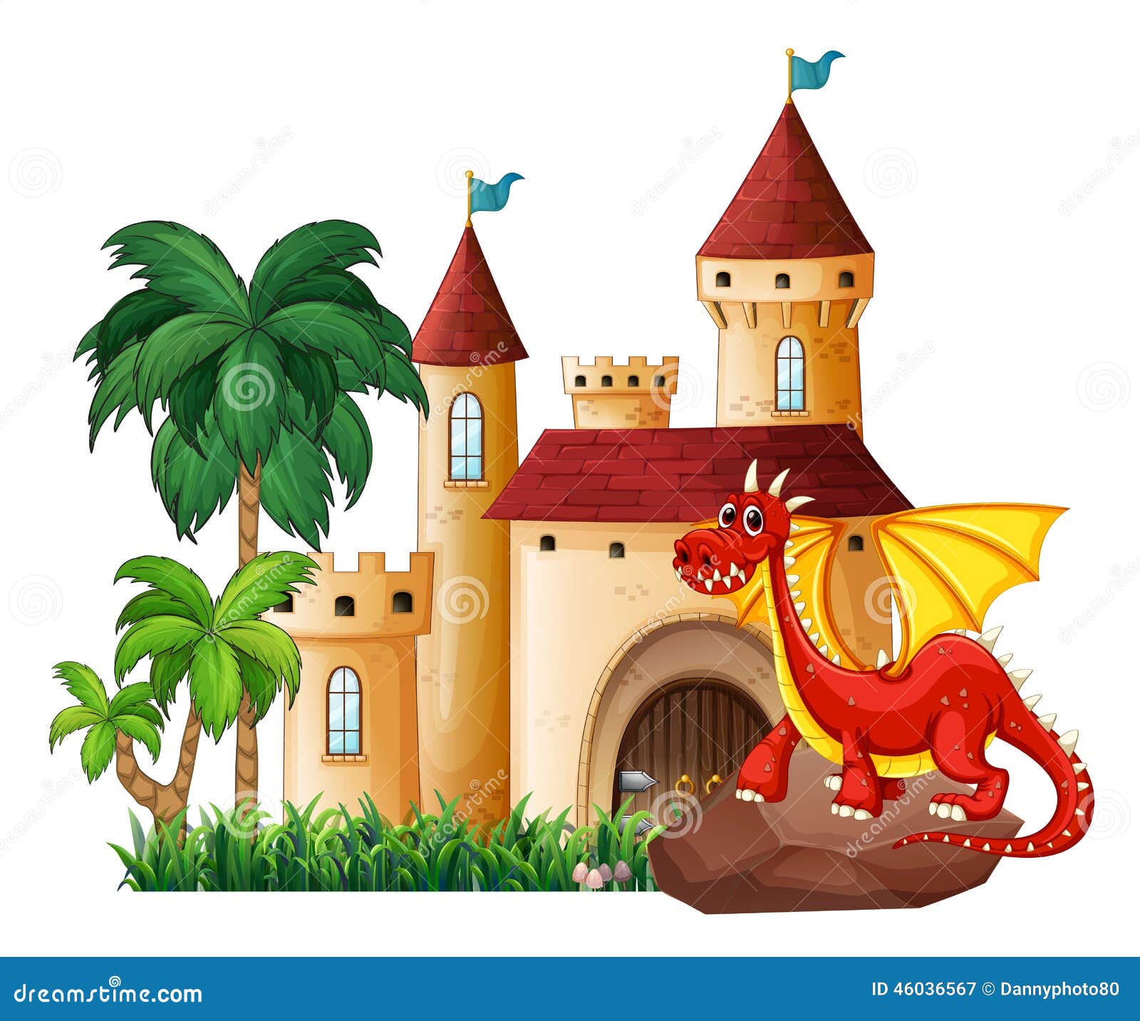 Dragon and castle stock vector. Illustration of scenery - 46036567