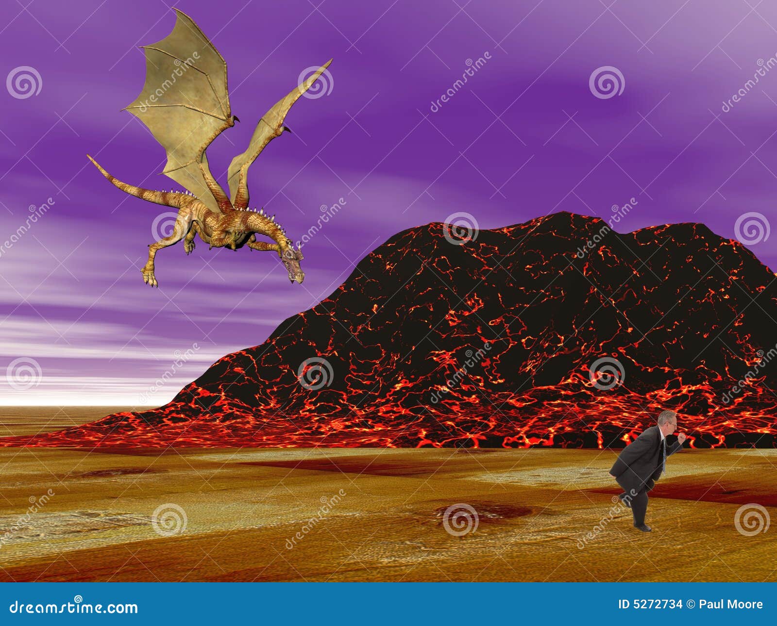 Dragon Chasing Businessman stock illustration. Illustration of catch ...