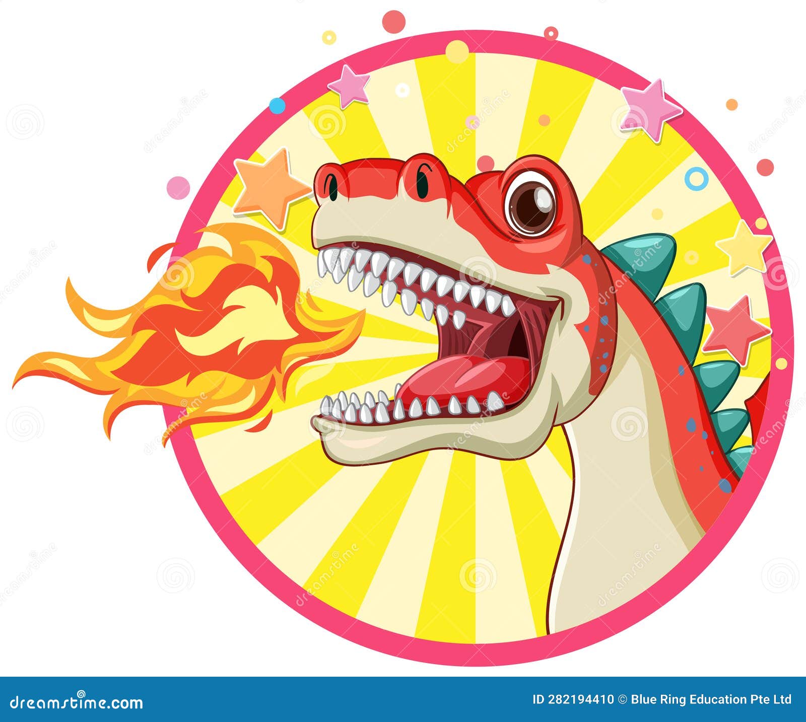 Dragon on Circle Comic Sticker Template Stock Vector - Illustration of ...