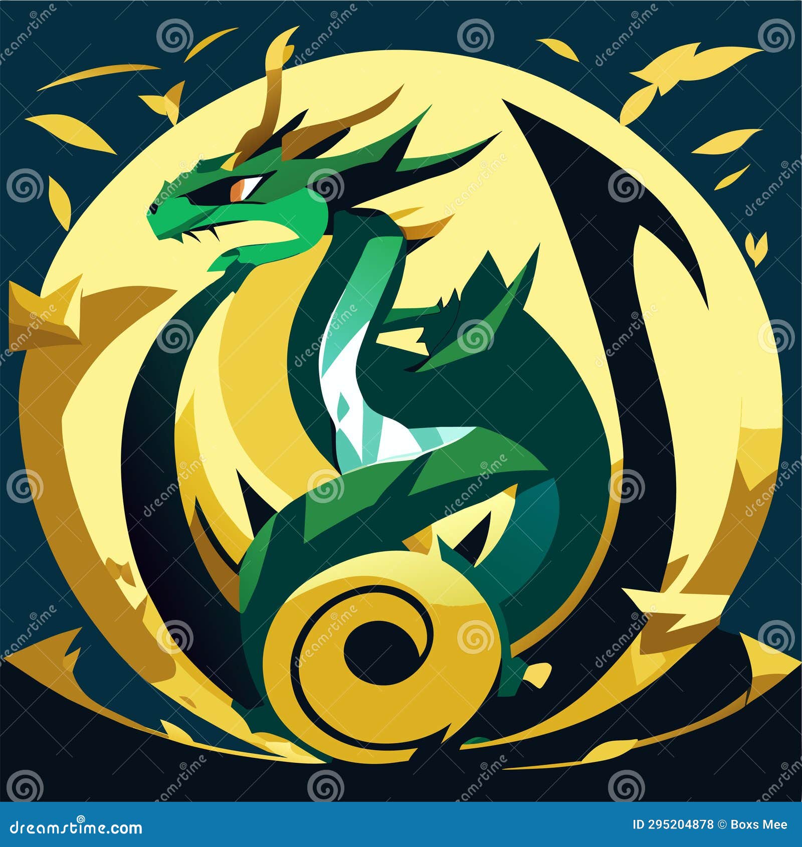 Dragon in a Circle. Vector Illustration of a Dragon on a Circle ...