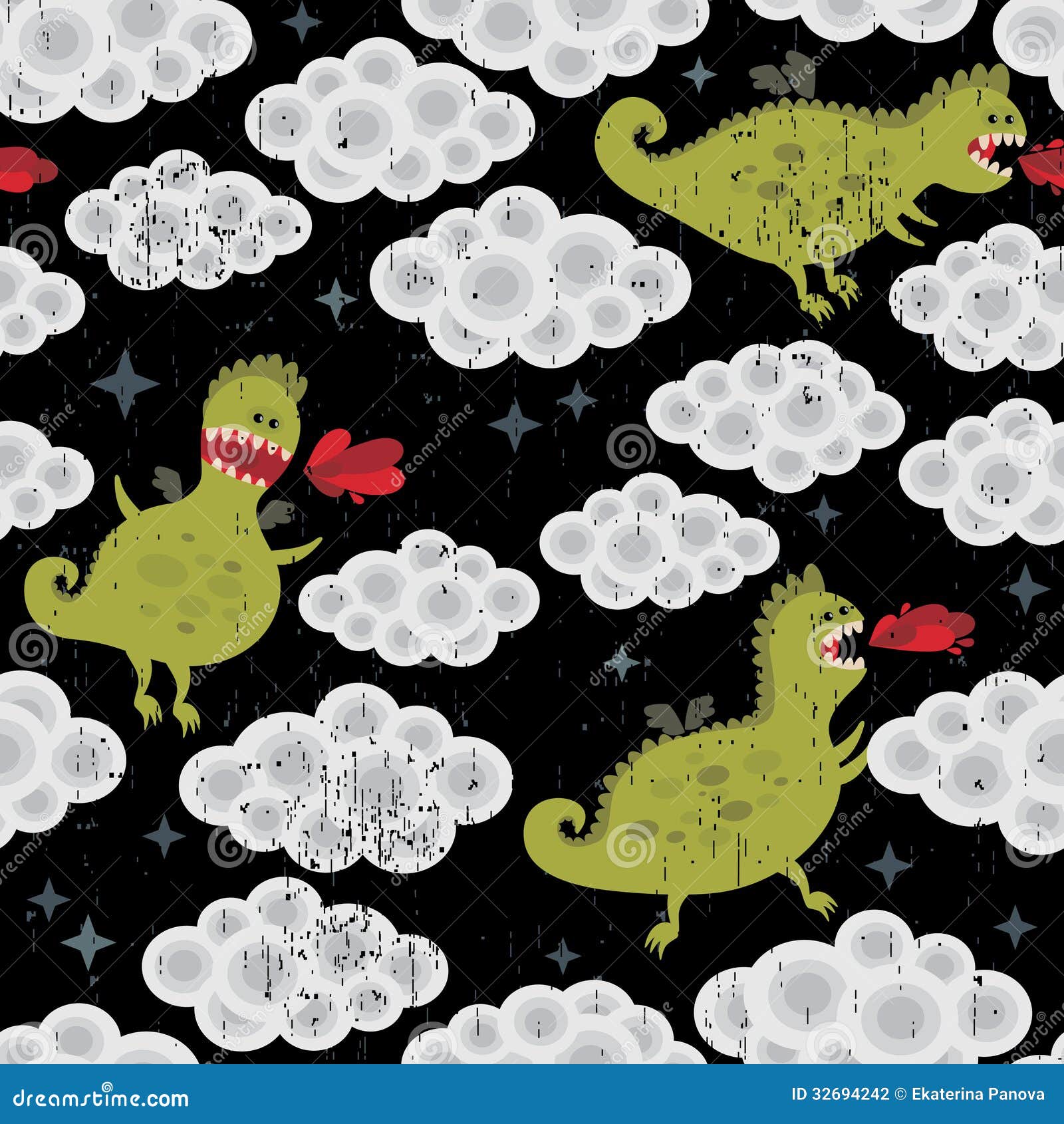 Dragon Clouds Seamless Background Stock Illustrations – 398 Dragon ...