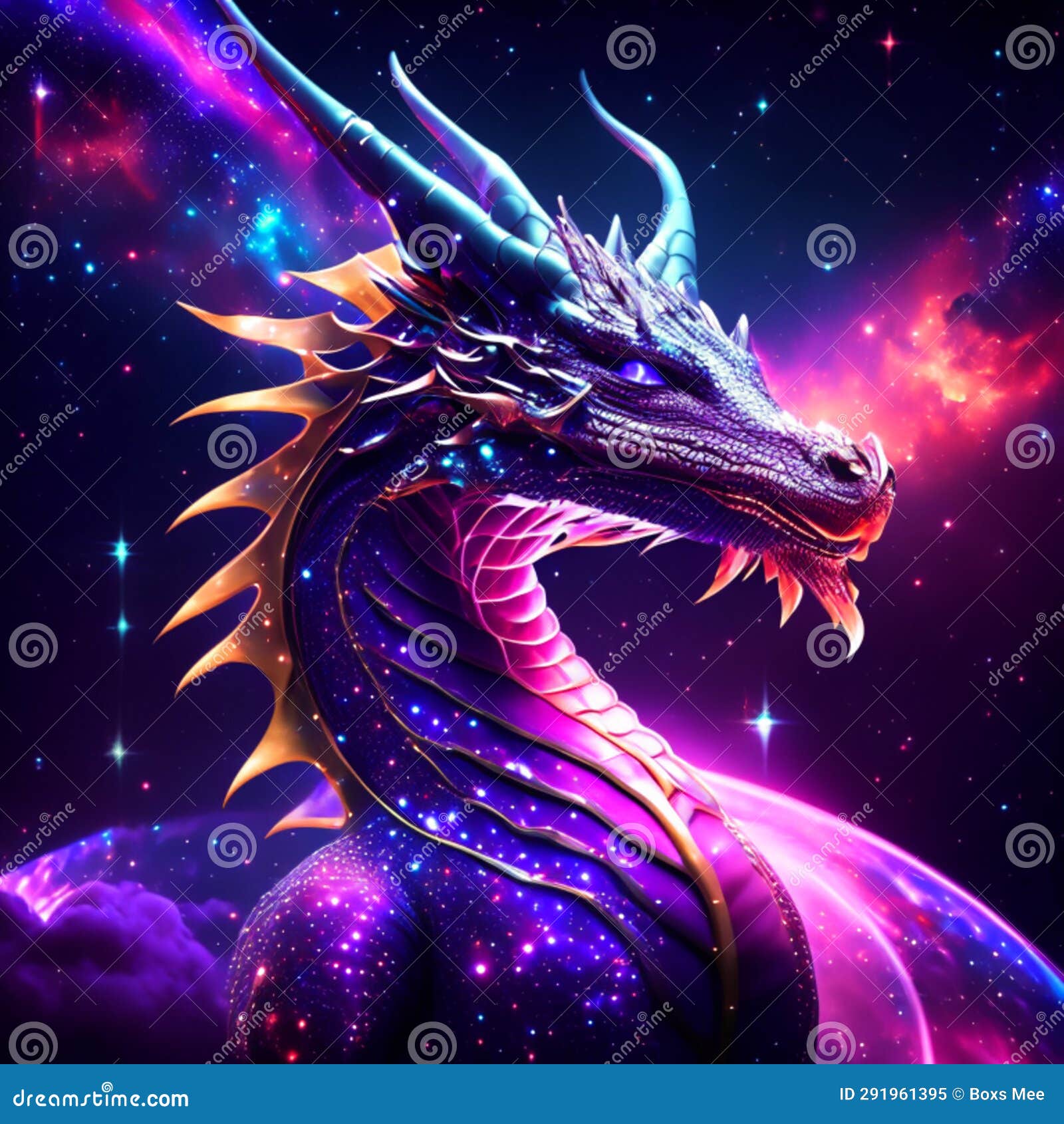 Dragon in a Cosmic Space. 3d Rendering, 3d Illustration Stock ...