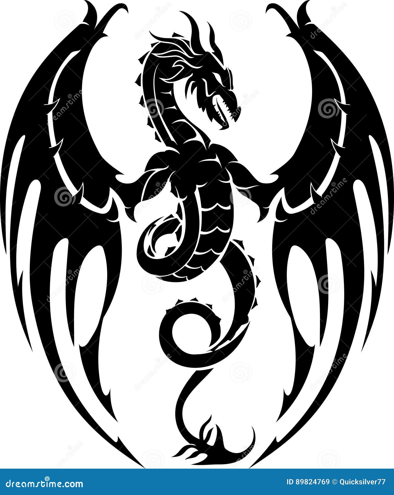 Dragon Crest illustrazione vettoriale. Illustrazione di drago - 89824769