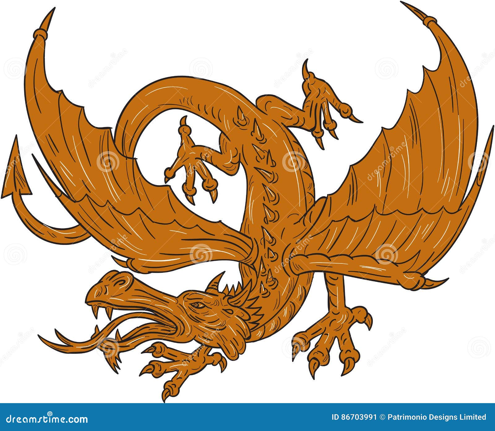 Dragon Crouching Drawing Aggressivo Illustrazione Vettoriale ...