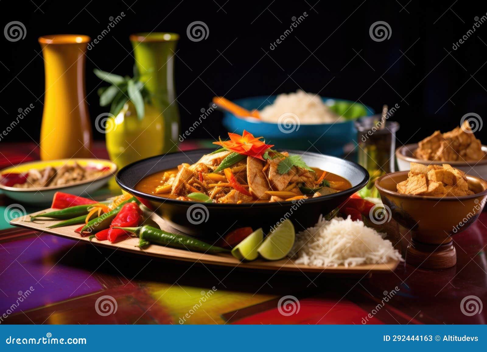 Dragon Curry in a Vibrant Thai Setup, Bright Backdrop Stock Image ...
