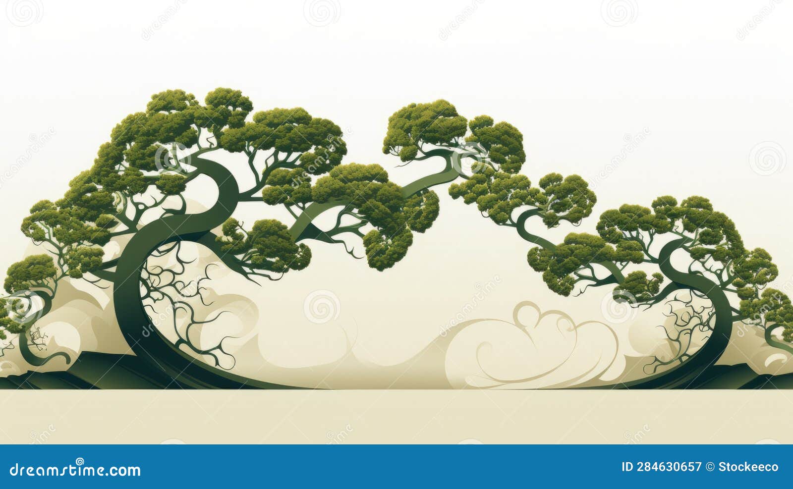 Dragon Curve Trees: Oriental Tree Illustrations with Layered Organic ...