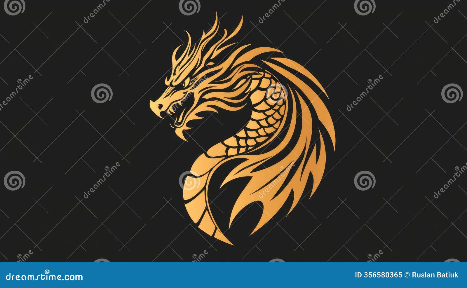 Dragon Design: Creative Commercial Dragon Logo Displayed on a Black ...