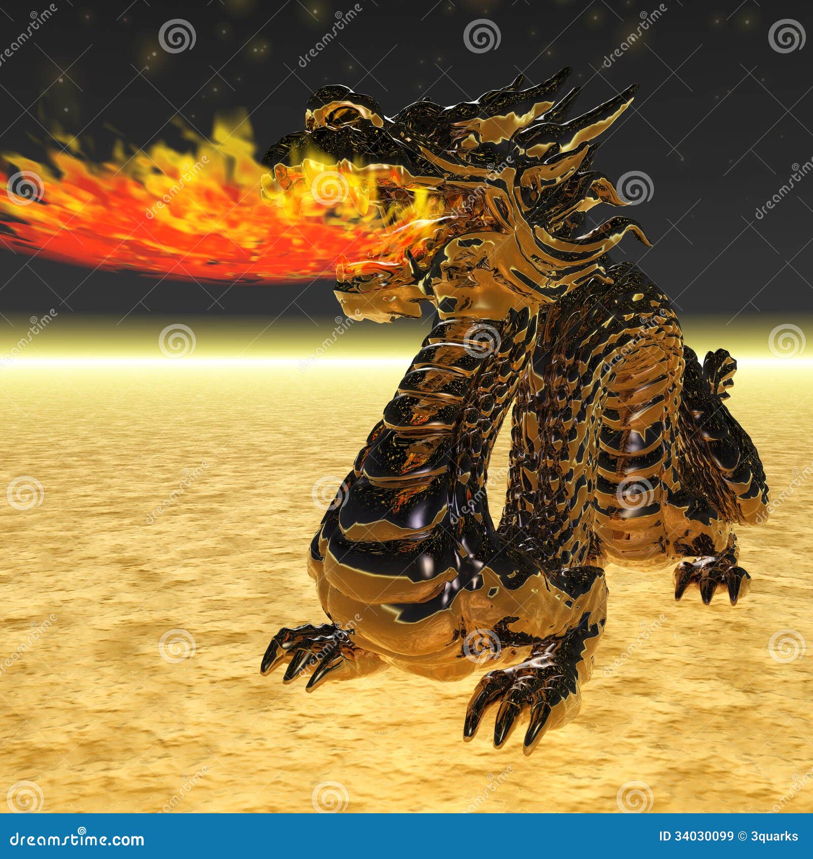 A Fearsome Dragon Depicted In A Circular Label. Eastern Mythological ...