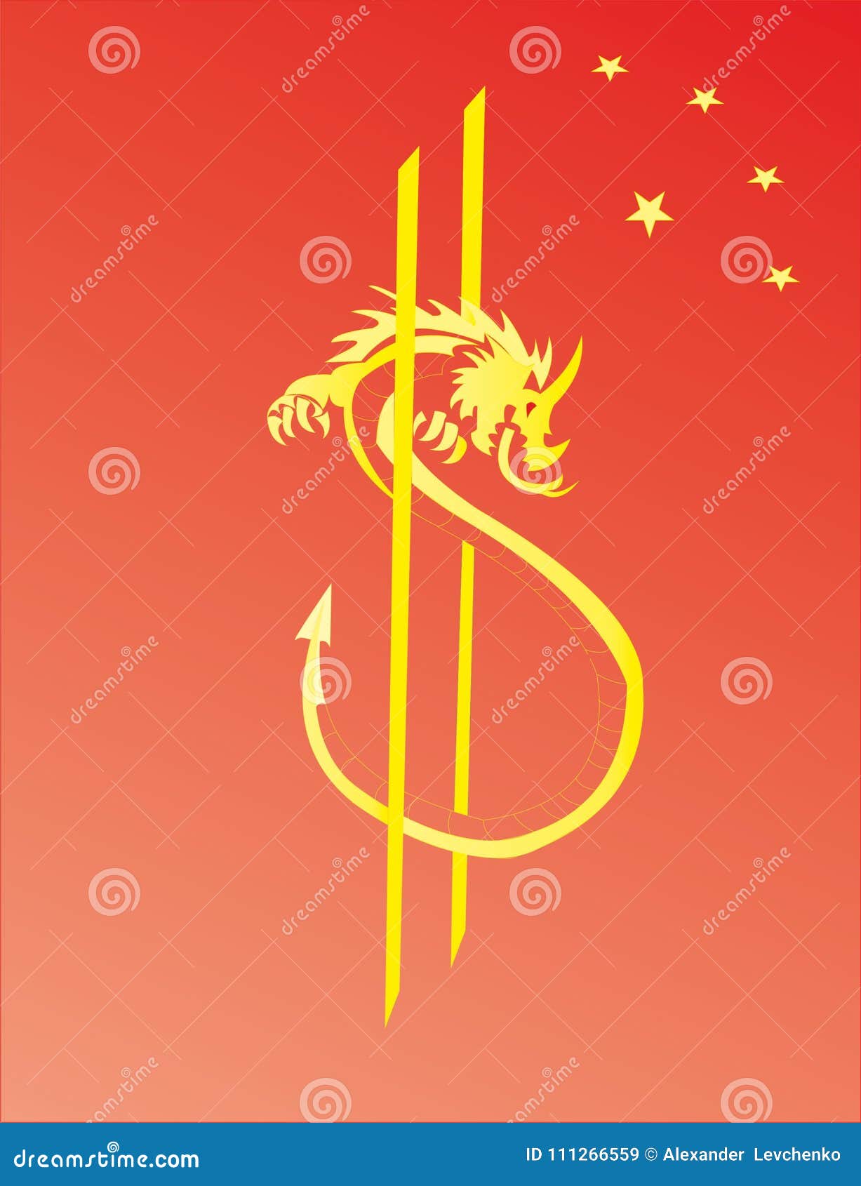 Dragon Dollar ilustração do vetor. Ilustração de potência - 111266559