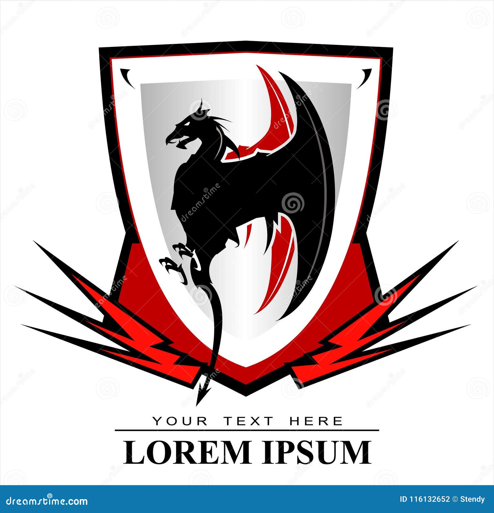 Dragon. Dragon Icon. Shield, Dragon and Light Stock Illustration ...