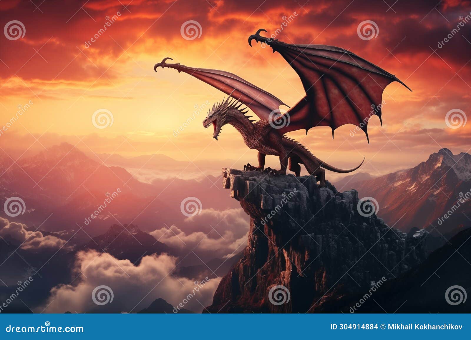 Dragon Dramatic Sunset In Clouds Stock Photography | CartoonDealer.com ...