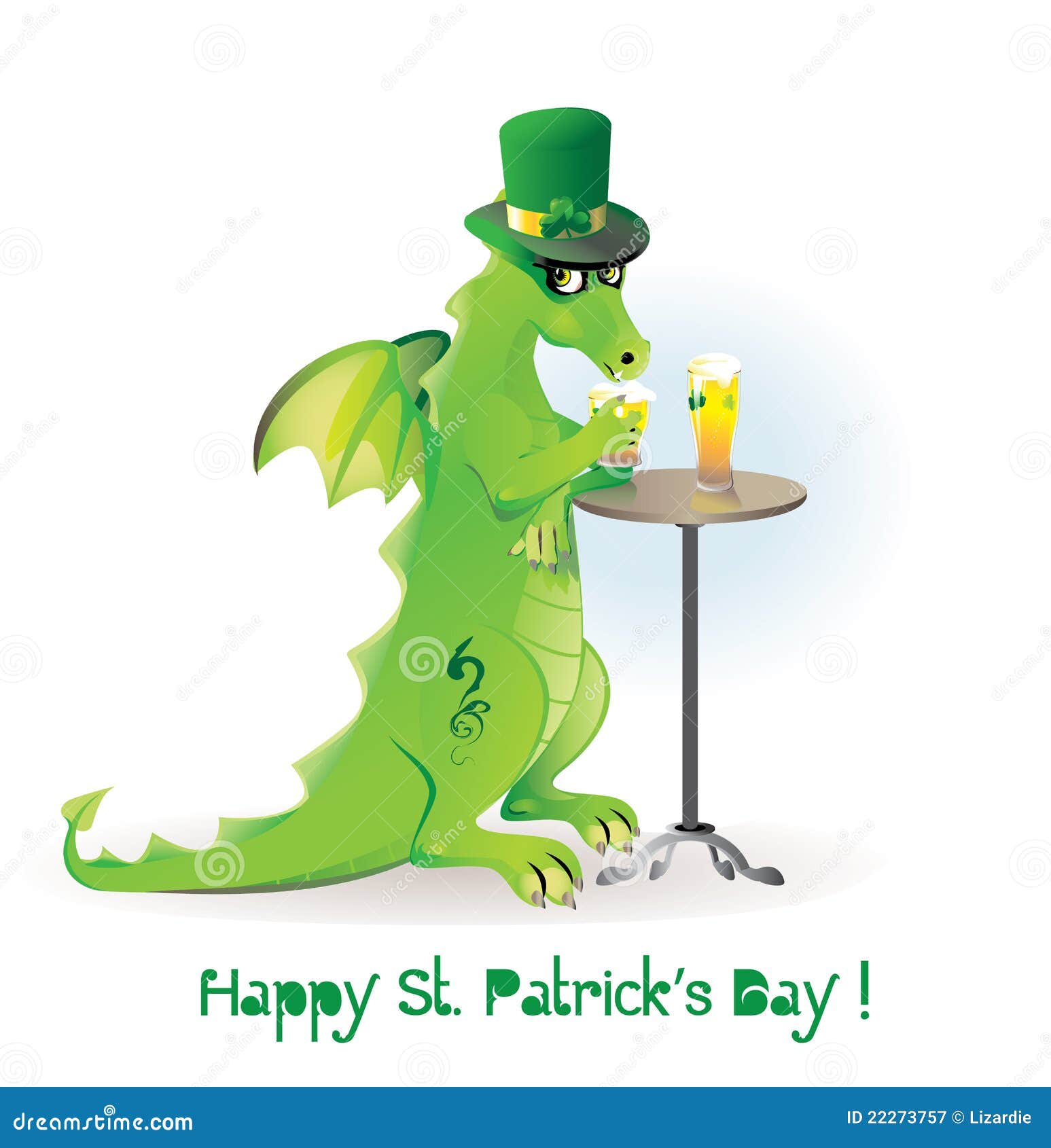 Dragon Drinking Beer on St. Patrick S Day Stock Illustration ...