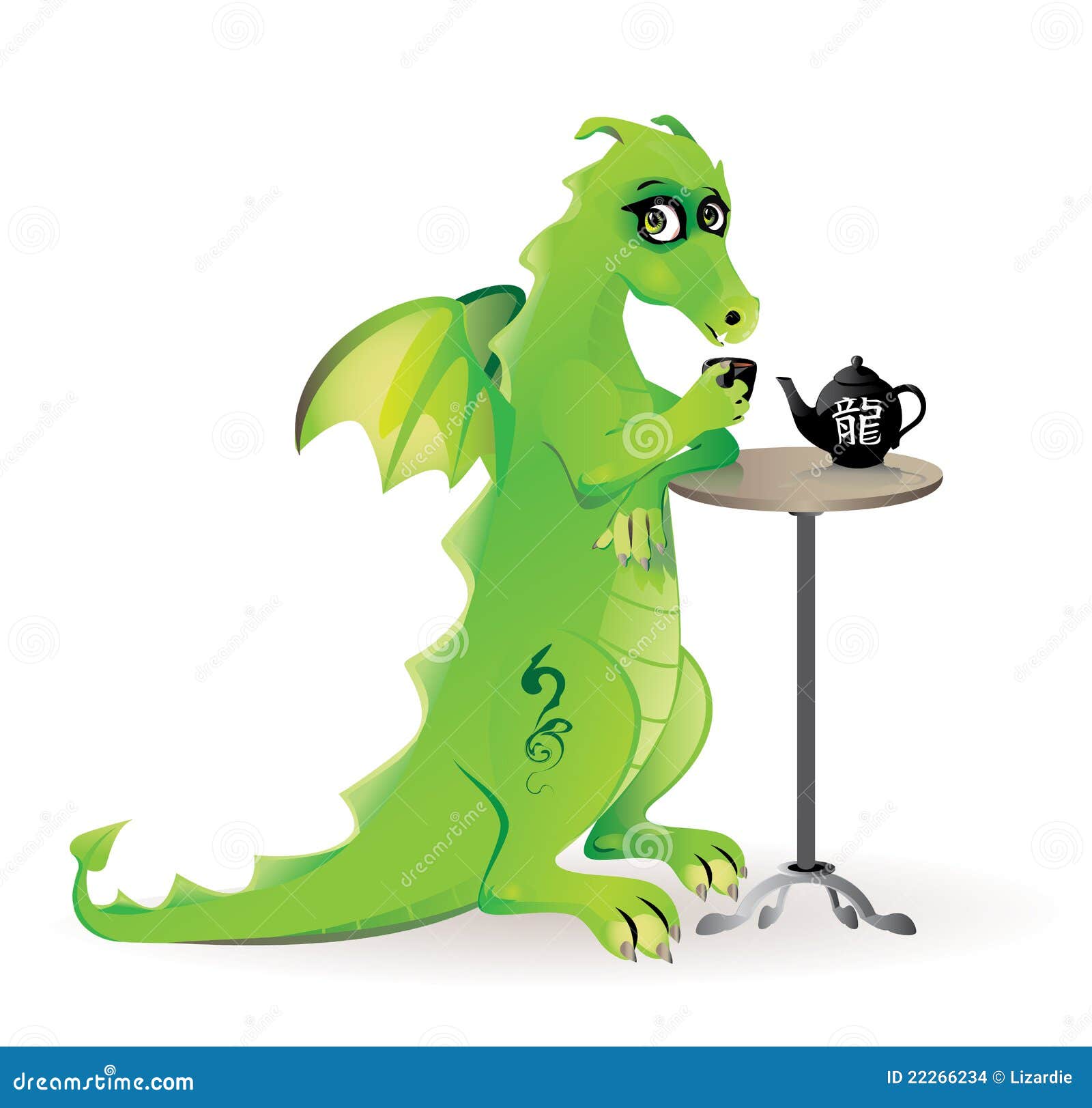 Dragon Drinking Tea in CafÃ© Stock Illustration - Illustration of meal, emblem: 22266234