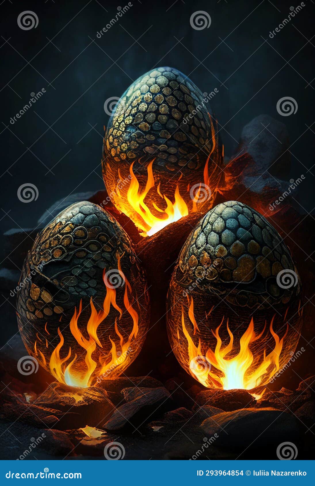 Dragon Eggs on Fire. AI Generated Stock Photo - Image of mystical, heat ...