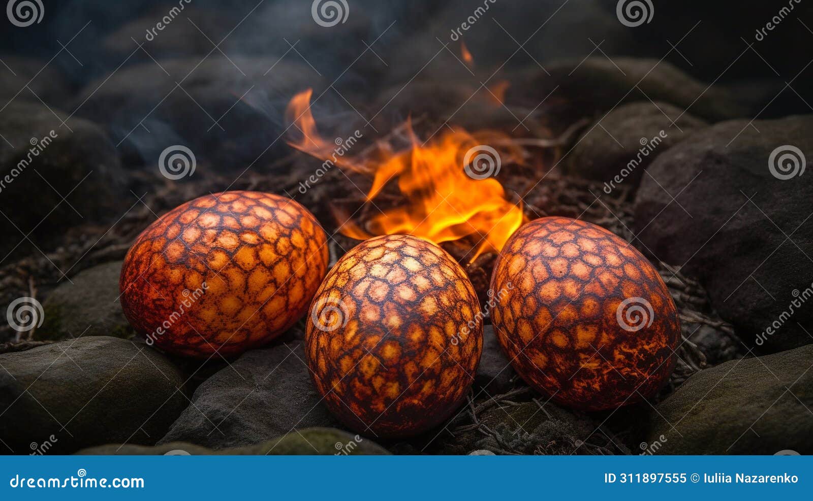Dragon Eggs on Fire. AI Generated Stock Image - Image of pyre, toasting ...