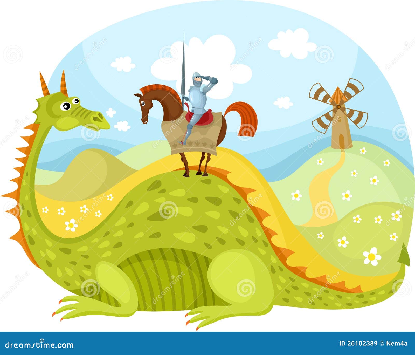 Dragon et chevalier illustration de vecteur. Illustration du dragon ...