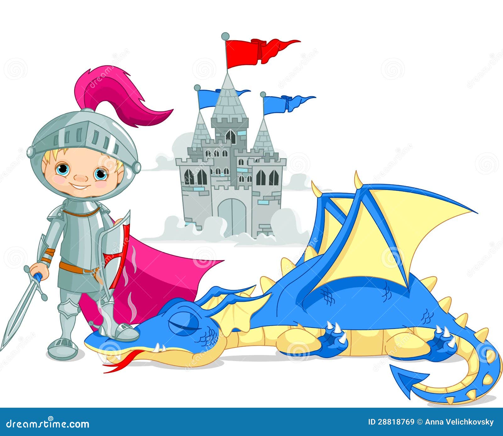 Dragon et chevalier illustration de vecteur. Illustration du casque ...