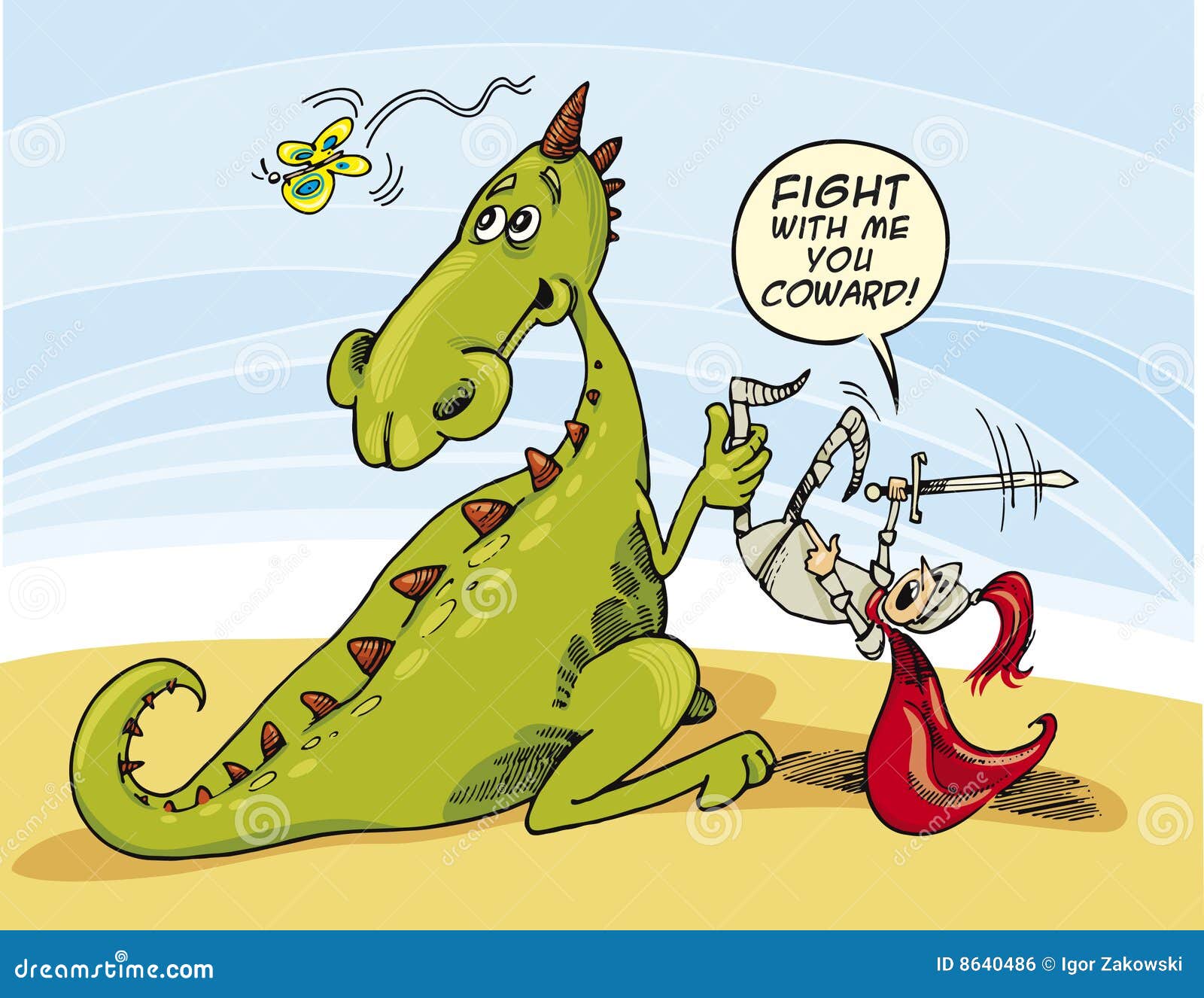 Dragon et chevalier illustration de vecteur. Illustration du fable ...