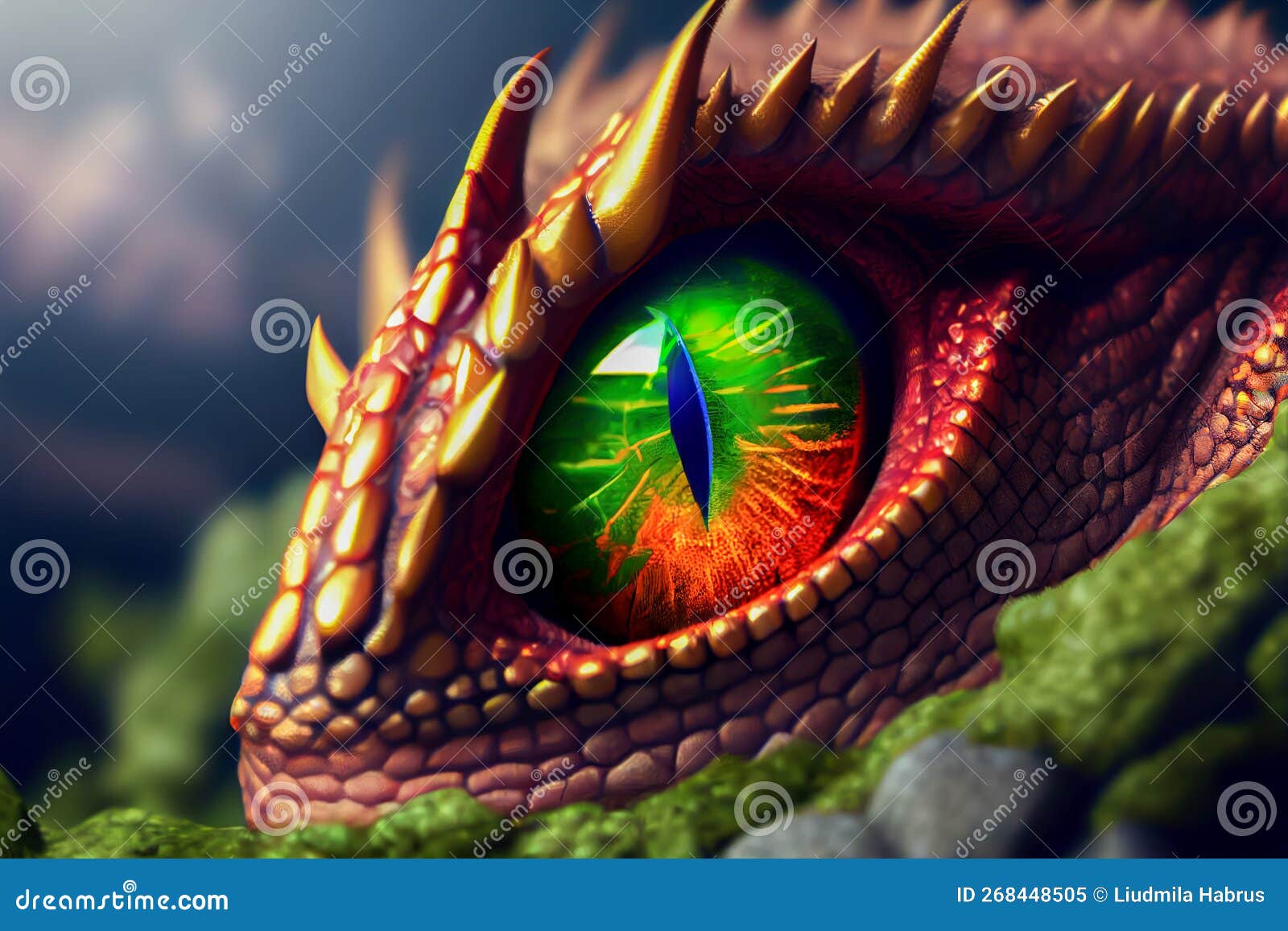 Dragon Eye Close Up. 3d Illustration Stock Illustration - Illustration ...