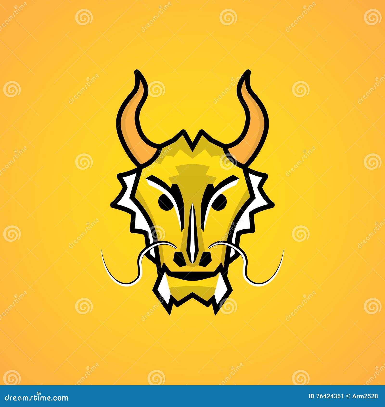 Dragon face stock vector. Illustration of symbol, sign - 76424361