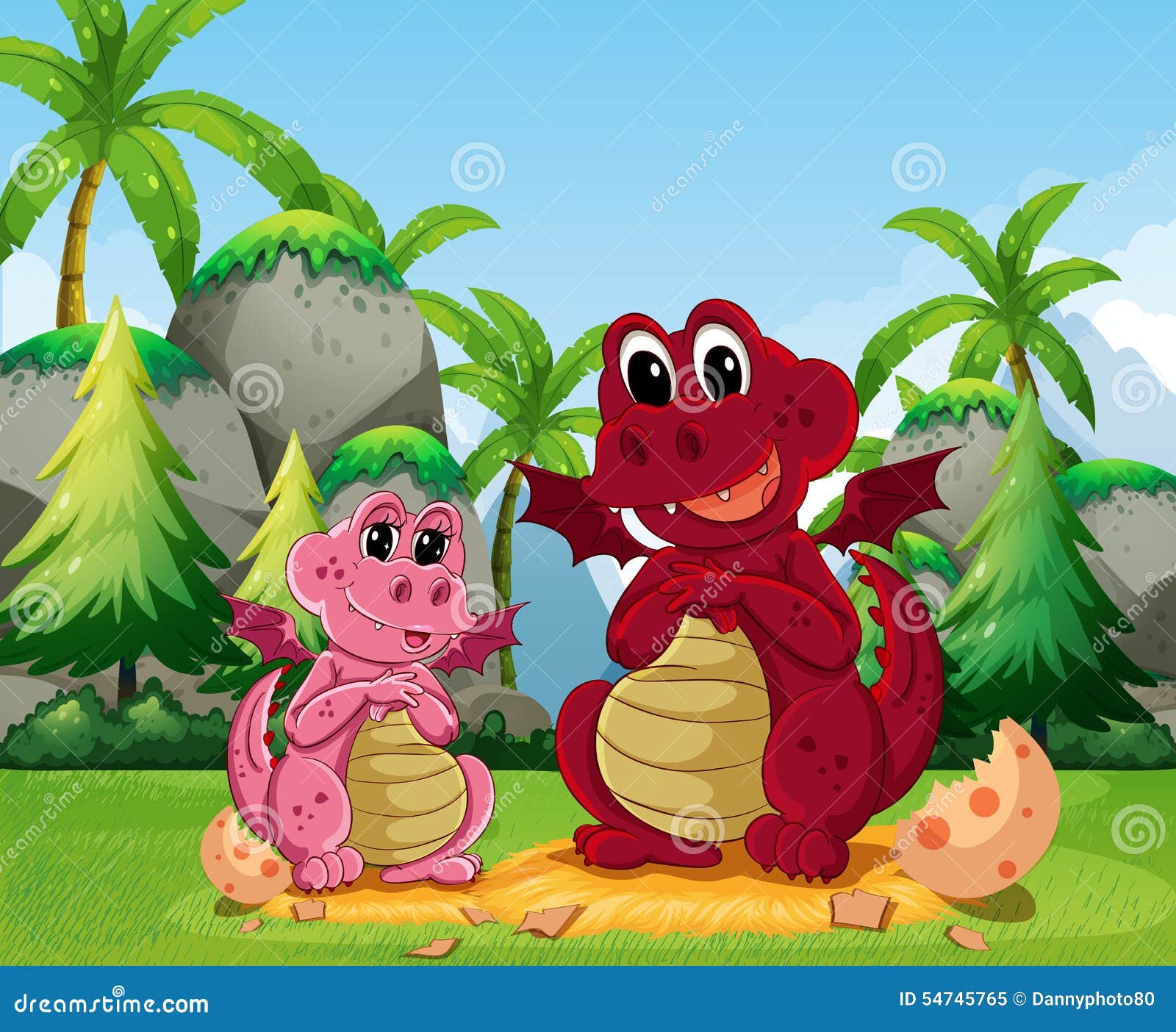 Dragon family stock vector. Illustration of outside, pine - 54745765