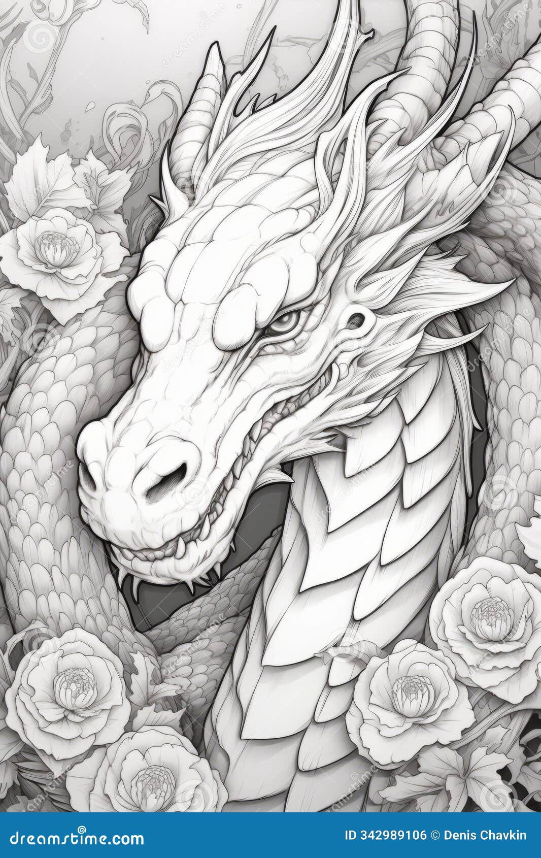 Dragon Fantasy Coloring White Book, Empty, without Any Colors Stock ...