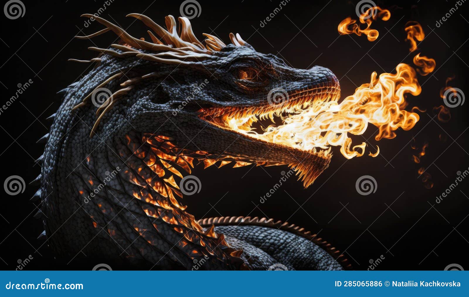 Dragon with fire breath stock illustration. Illustration of explosion ...