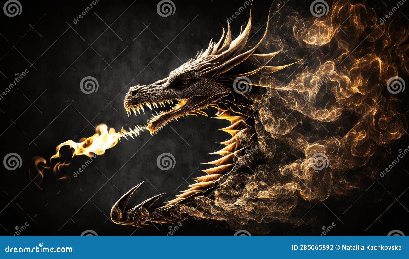 Dragon with fire breath stock illustration. Illustration of dragon ...