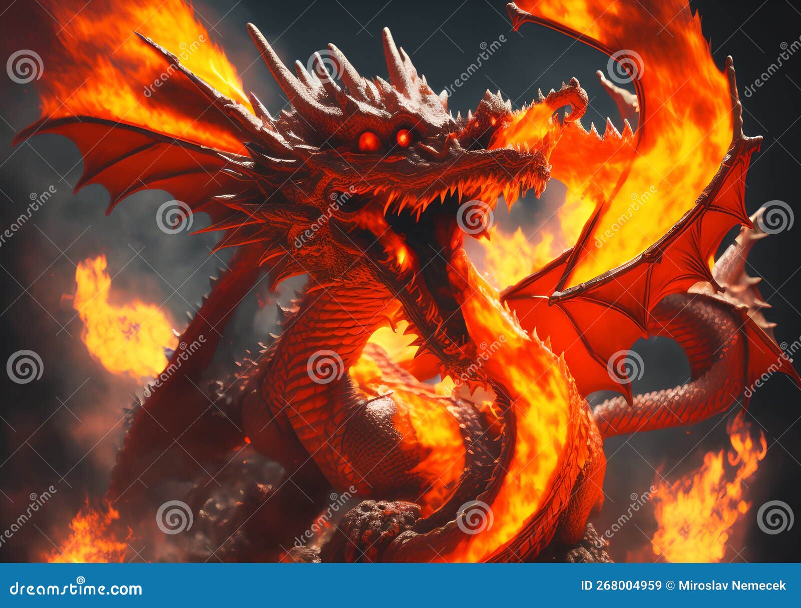 Dragon of Fire, Generative AI Illustration Stock Image - Image of ...