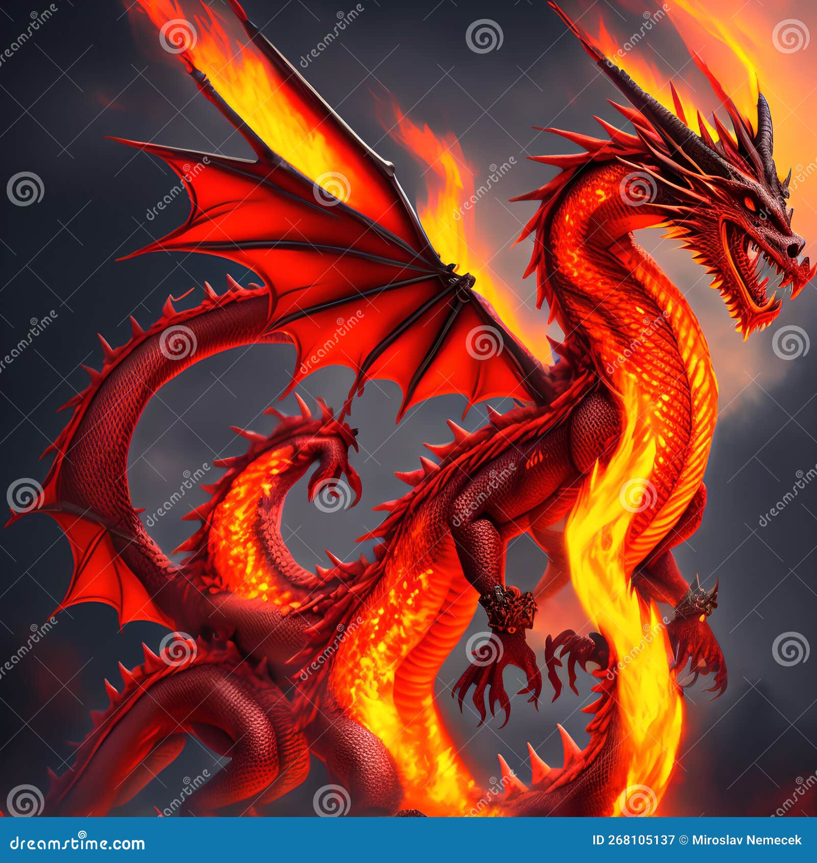 Dragon of Fire, Generative AI Illustration Stock Illustration ...