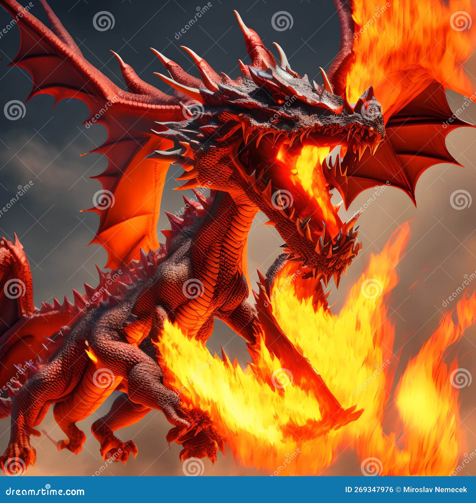 Dragon Of Fire, Generative AI Illustration Stock Photography ...