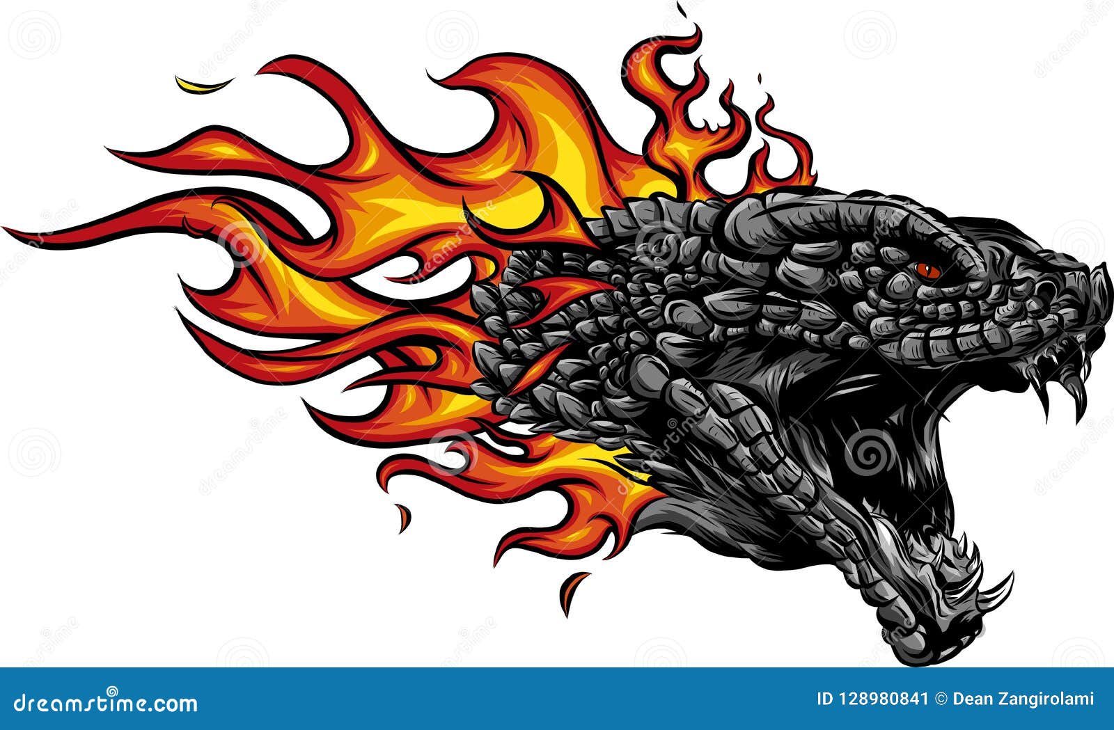 A Head of the Dragon in Fire with Flames Stock Vector - Illustration of ...