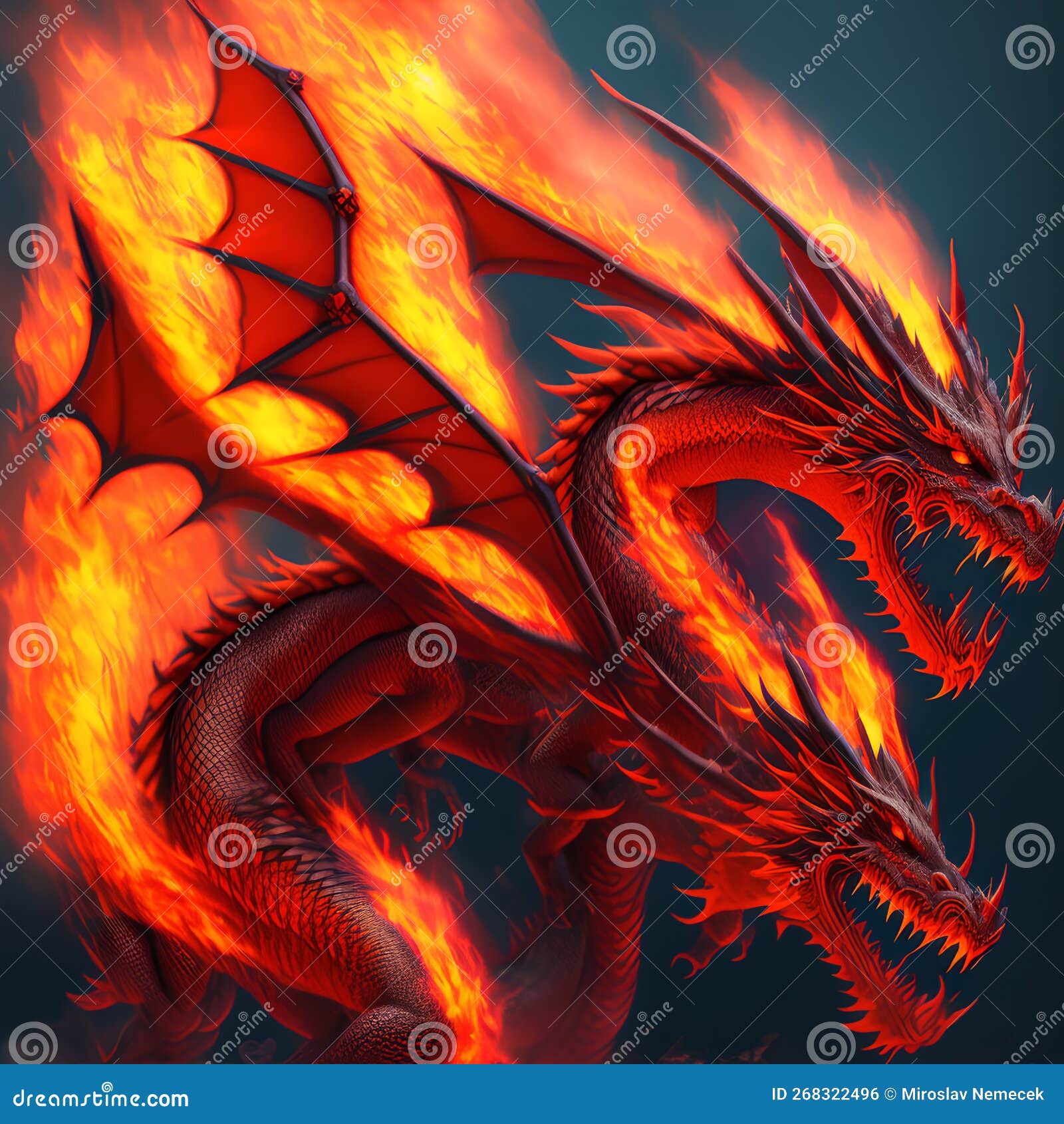Dragon of Fire, Generative AI Illustration Stock Illustration ...
